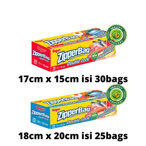 Jual Bagus Zipper Bag Ukuran 17cm X 15cm Isi 30 Bags / 18cm X 20cm Isi ...