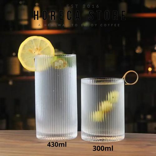 Jual Gelas minuman bentuk strip borosilicate 430 ml - Gelas estetik ...