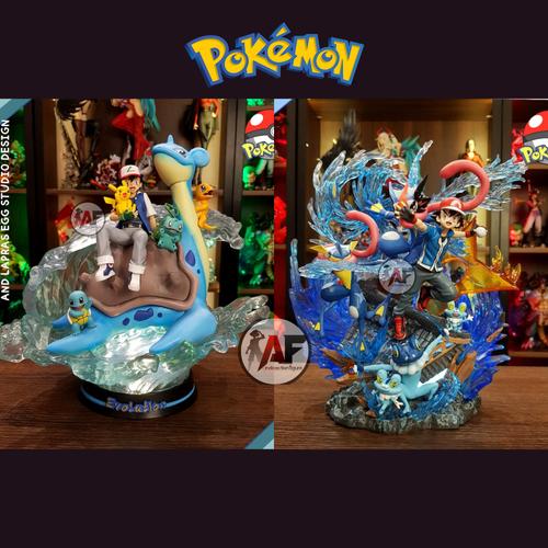 Promo Statue Action Figure Pokemon Ash Ketchum Greninja Family & Lapras ...