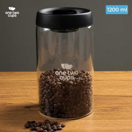 Jual One Two Cups Toples Kaca Biji Kopi Coffee Beans Vacuum Sealed Lid - SE41 - Hitam, 1200ml ...
