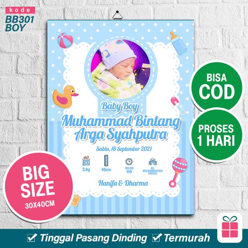 Promo Desain + Cetak Foto BIG SIZE Bingkai Biodata / Kado Bayi Lahir 1 ...