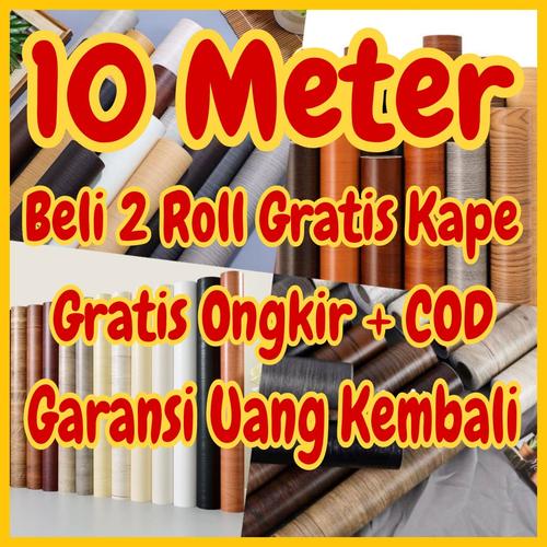 Promo Wallpaper Dinding 10 m 10 meter 45 cm x 10 m MOTIF KAYU PANEL ...