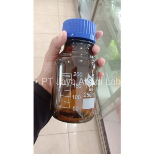 Jual botol sampel botol duran RRC amber coklat gelap tutup biru 250ml ...