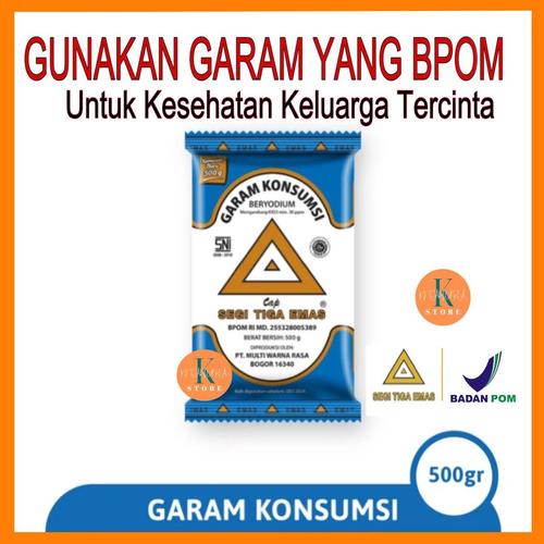 Jual Garam Segi Tiga Emas 500gr BPOM Halal SNI Original - Segitiga Emas ...