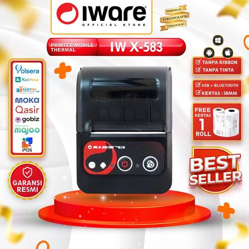 Promo Iware Mobile Printer Bluetooth Thermal Struk Kasir/Ppob 58Mm Iware X-583 58MM ANDROID IOS ...
