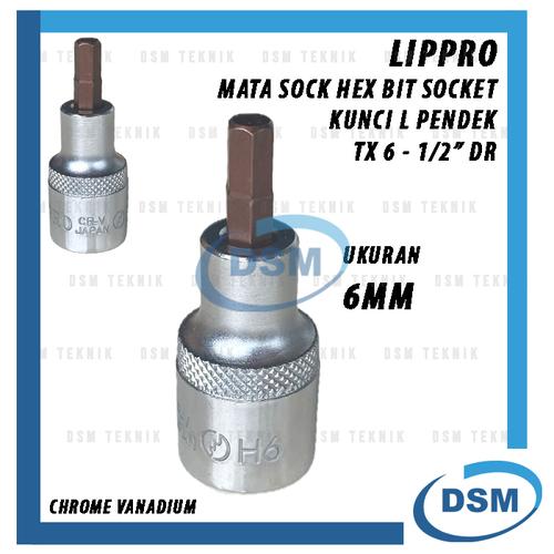 Jual LIPPRO TX 6 MM HEX BIT SOCKET 1/2" INCH SHORT MATA SOK KUNCI L ...