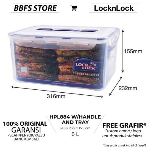 Jual lock n lock container hpl884 8.0L 8 L wadah tempat makanan ...