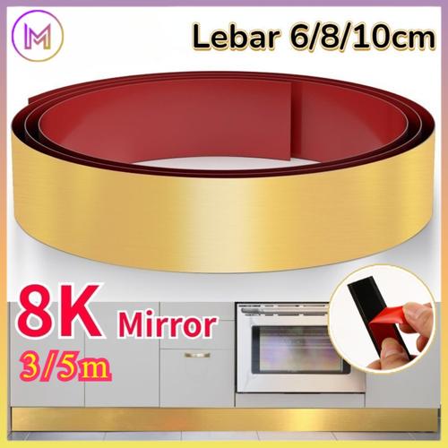 Promo [Lebar 6/8/10cm] List Plat Strip 8K Mirror Gold / Stainless Flat Decorative Lines /Stiker ...