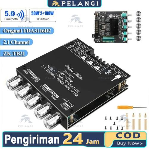 Promo ZK-TB21 ZK-MT21 ZK-502MT TPA3116D2 Bluetooth 5.0 Penguat Subwoofer Papan 50WX2 + 100W 2.1 ...