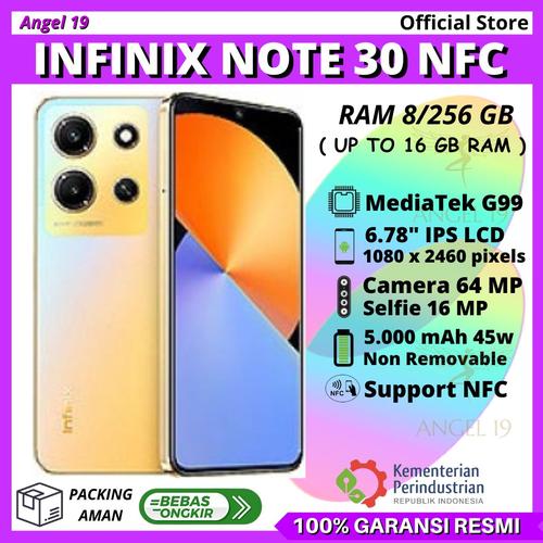Promo HP INFINIX NOTE 30 NFC 8/256 GB GARANSI RESMI 1 TAHUN Android Camera Bluetooth - black ...
