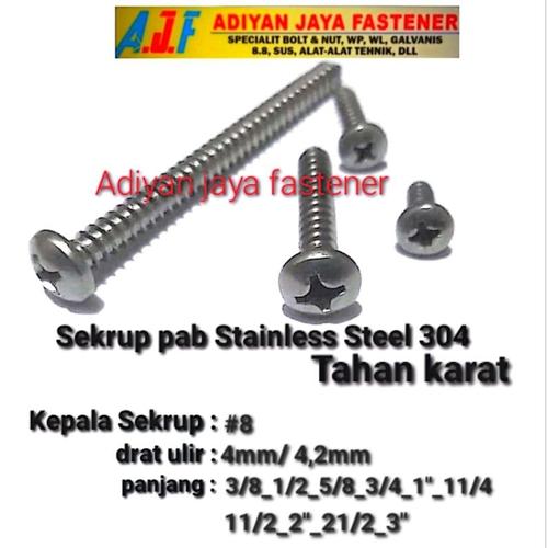 Promo Tapping Sekrup jp/ Sekrup pab Stainless 304/ kepala #8( panjang 3 ...