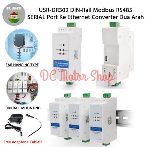 Jual USR-DR302 Din Rail RS485 to Ethernet Converter Support Modbus TCP RTU - USR-DR302 Din Rail ...