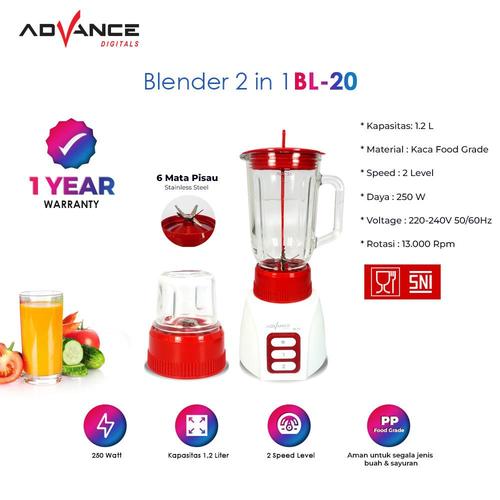 Promo Blender Advance BL20 1.2 Liter Tabung Kaca 2 in 1 Multifungsi Foodgrade Garansi Resmi 1 ...