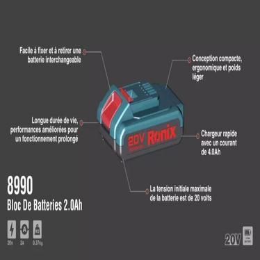 Jual Ronix Model 8990 20V 2.0A large capacity lI-ion battery (Ready ...