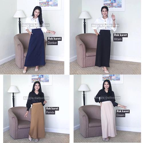 Jual ROK MODEL A/ROK KEJA WANITA warna cream dongker hitam khaki kuning ...