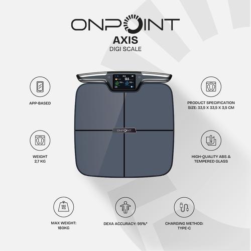 Promo ONPOINT AXIS Digi Scale Timbangan Badan BMI Body Fat Muscle Mass ...