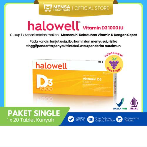 Promo Halowell Vitamin D3 1000 IU 1 Pack x 20 Tablet Kunyah ( Suplemen ...