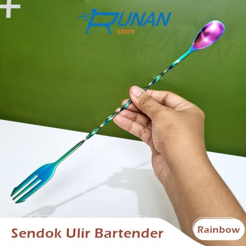 Jual Sendok Ulir Bartender Cocktail Mixer Stirrer Rainbow Sendok Aduk ...