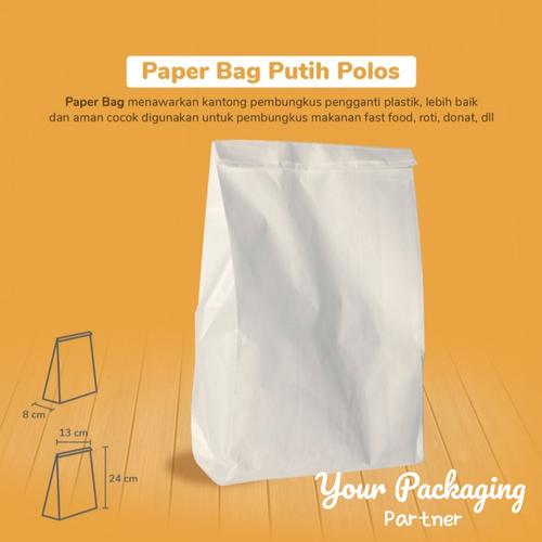 Jual (Isi 100) Paper Bag Grade / Kantong Kertas 13x25x8 Paper Bag PUTIH ...