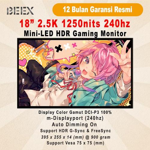 Jual Portable Monitor BeeX Mini-LED 2.5K 1600P 1250nits 155hz 240hz 100 ...