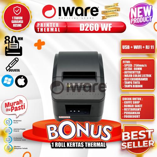 Promo Iware Printer Struk Kasir Thermal D260 80Mm Usb Atau Bluetooth Atau Wifi Atau Lan - USB ...