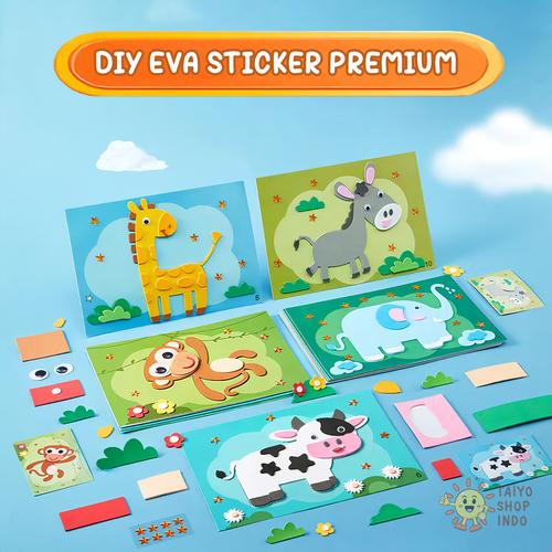 Jual DIY EVA Sticker 3D Aksesoris Kerajinan Anak Menempel Stiker Animal ...