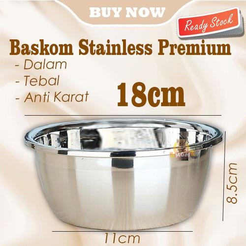 Jual Baskom stainless PREMIUM 18cm TEBAL anti karat baskom dalam ...
