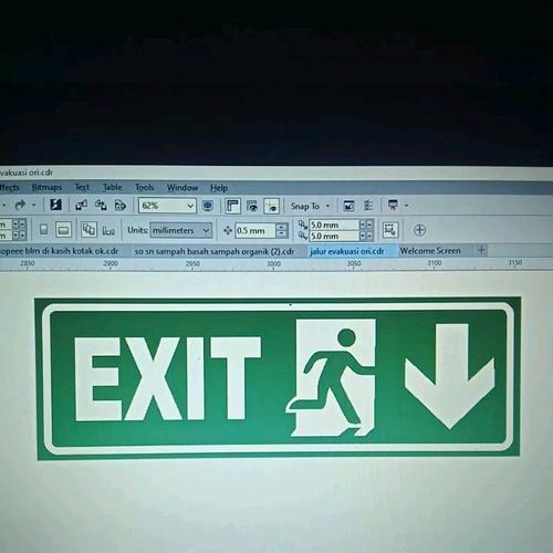 Jual stiker Exit arah bawah - 30x15cm, merah - Jakarta Pusat - EGRAFIKA ...