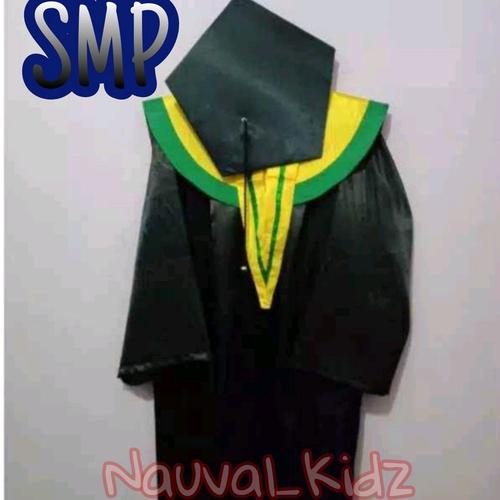 Jual Baju Seragam Toga Wisuda Anak SMP - Toga Kuning List Hijau, SMP ...