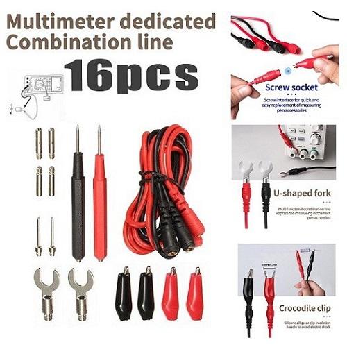 Jual 1 Set 16pcs Kabel Digital Multimeter Multifunction Test Leads ...