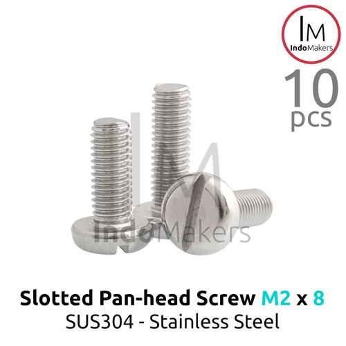 Jual Slotted Panhead Screw / Baut Minus Stainless Steel M2 x 8 Isi 10 ...