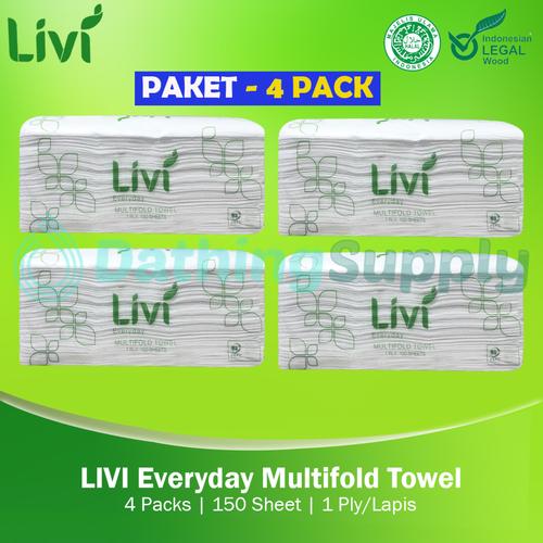 Promo ( PAKET 4 PCS ) Tissue Livi Everyday Towel Multifold / Tisu Lap ...