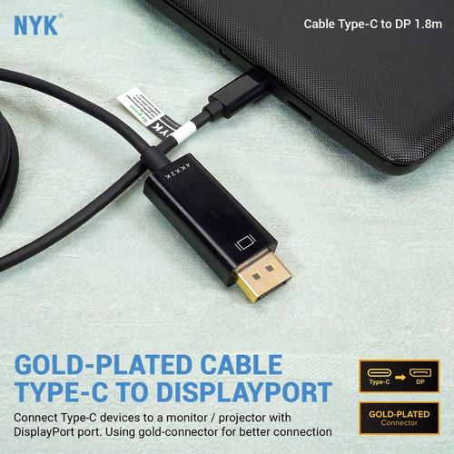 Jual NYK Kabel Type C to Display Port 1,8 m - Gold Plate 4K - Kota ...