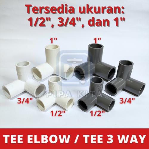 Jual Tee Elbow / Tee 3 Way AW Abu Abu Putih SCG NAKAMA AQUALON 1/2 3/4 ...