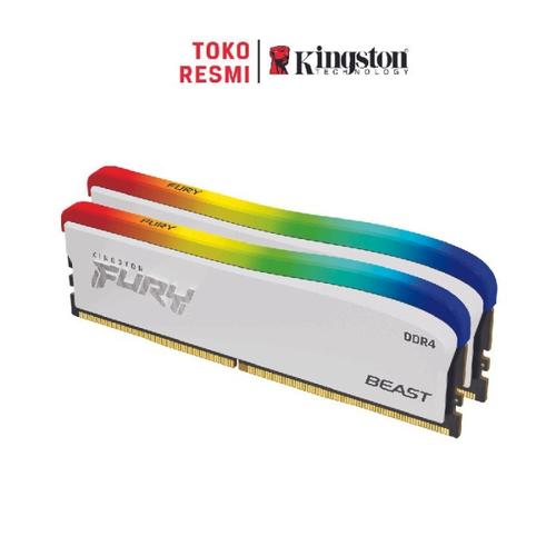 Promo Ram Memory Kingston FURY BEAST RGB white 16GB DDR4 3200MHz - 8GBx2 Laptop Cicil 0% 3x ...