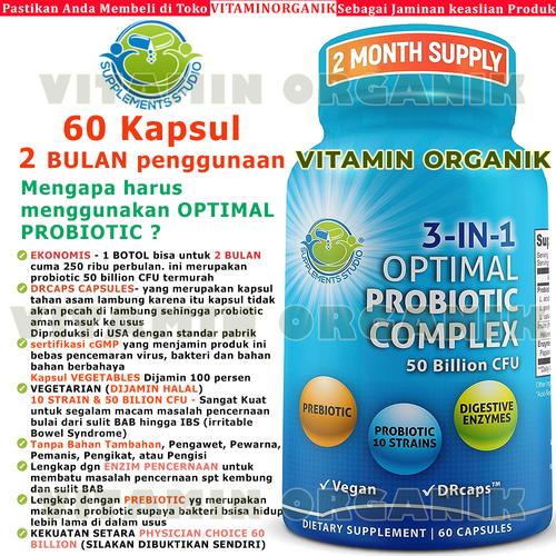 Jual Probiotic / Probiotik Optimal 10 strain 50 billion + Prebiotic + Enzim Supplement Studio ...