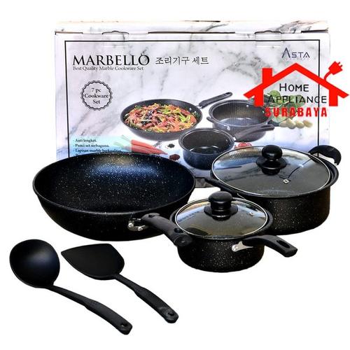 Jual Panci Wajan Marble Set Anti Lengket Cookware Set 7 Pcs Asta Marbello - Cokelat - Kota ...