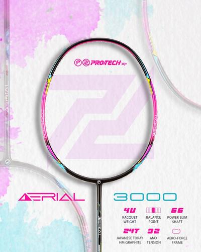 Promo RAKET BADMINTON PROTECH Aerial 3000 | 4UG1 | MAX 32 LBS - FREE MAXIMA BOOST 66 - Kab ...