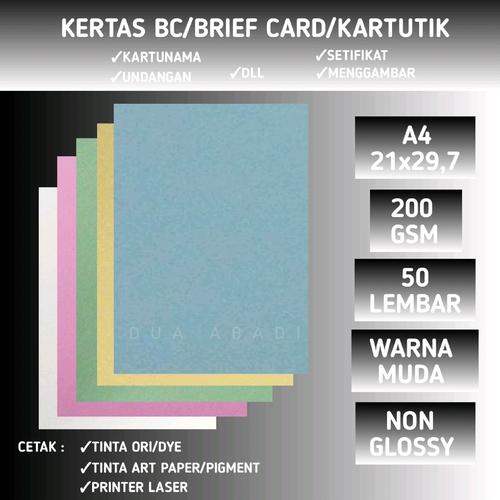 Jual Kertas Brief Card / Bc / Tik 200 GSM Ukuran A4 isi 50 lembar ...
