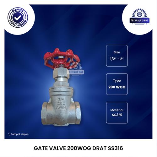 Jual GATE VALVE 1" INCH STAINLESS STEEL 316 / SS316 DRAT ORIGINAL ...