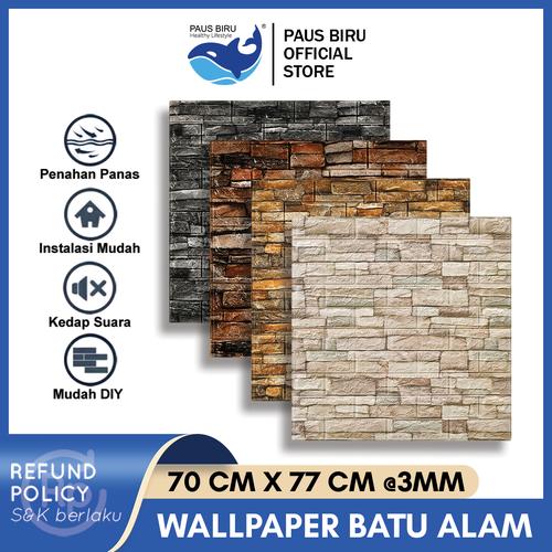 Jual Wallpaper Dinding 3D Batu Alam / Wallpaper 3D Foam 77x70cm Tebal ...