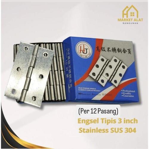 Jual (PER 12 PASANG) Engsel Tipis 3" Stainless SUS 304 / Engsel Lemari ...
