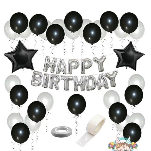 Jual WINDBLOWN BALON SET ULANG TAHUN BIRTHDAY HBD BLACK WHITE / ULTAH ...