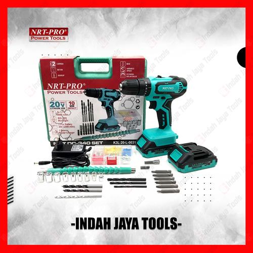 Jual NRT-PRO DC-340 Set 26 Pcs Cordless Impact Drill 20 V Bor Baterai ...