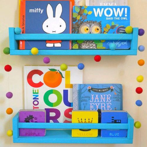 Jual RAK BUKU KAYU MINIMALIS TERBARU MODEL TEMPEL DINDING Putih Pink ...