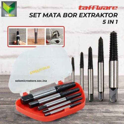 Jual Taffware Set Mata Bor Extractor Broken Screw Remover Kit 5 in 1 ...