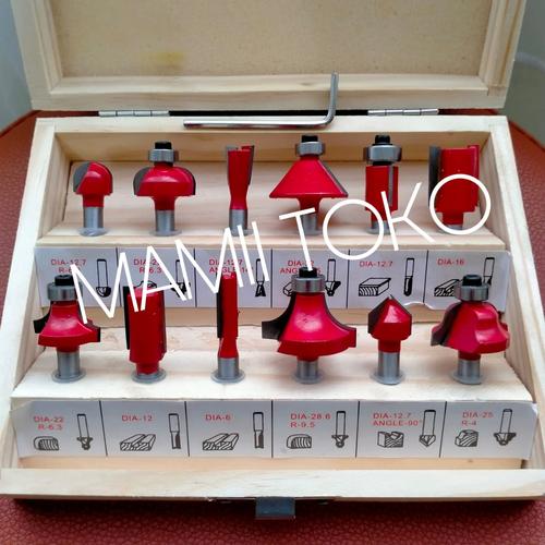 Jual Mata profil kayu set 12 pcs Router bit 12pcs Trimmer trimer 1/4 ...