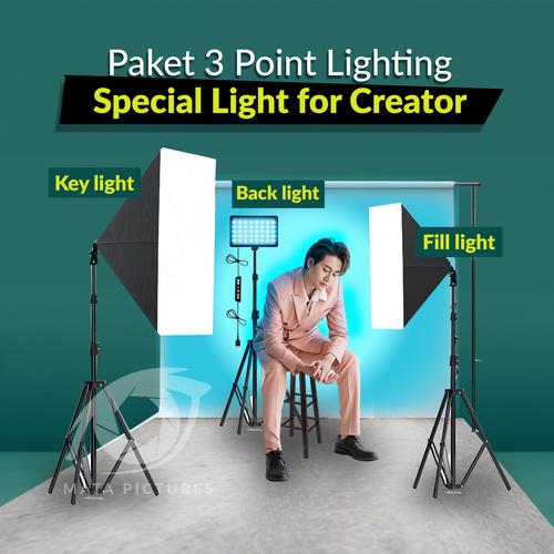 Jual MPS - Paket 3 Point Lighting + Softbox + Rgb Light cocok Buat conten Creator pemula yang ...