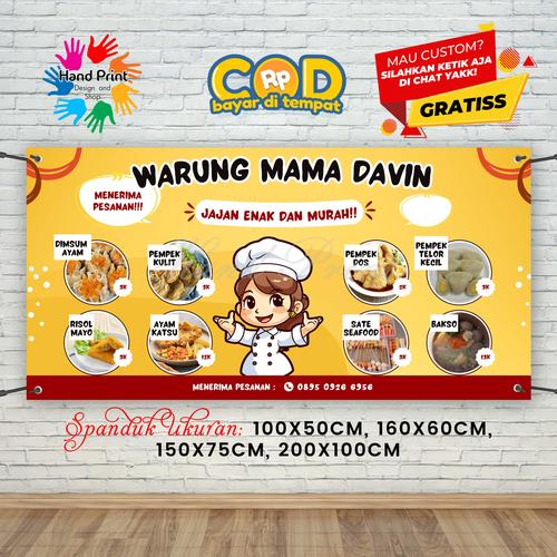 Jual Cetak Spanduk Banner Warung Makanan Cream kuning MMT Spanduk ...