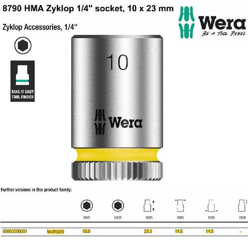 Promo Wera 05003509001 - Socket 1/4" Hex 10 x 23 mm 8790 HMA Zyklop ...